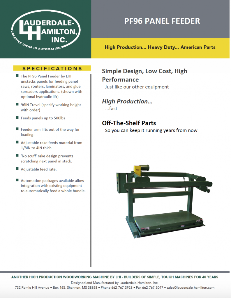 PF96 PANEL FEEDER | Creative Handling Devices